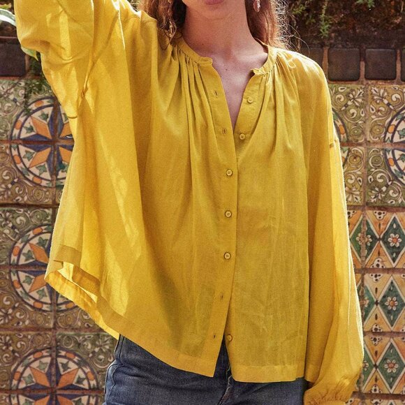 Doen | Tops | New Doen The Jane Cotton Peasant Blouse In Moss Xs 58 ...